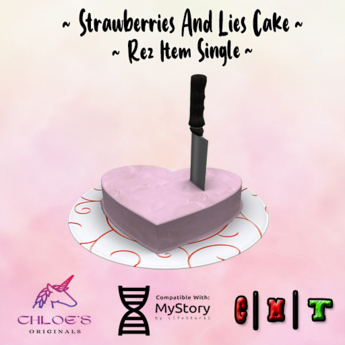 Second Life Marketplace - [CO-MS] Strawberries And Lies Cake (Rez)